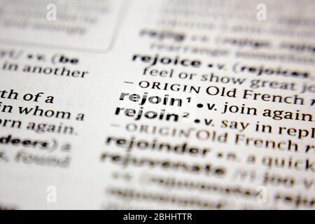 Word or phrase rejoin in a dictionary Stock Photo - Alamy