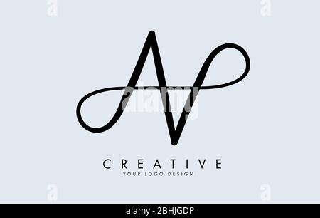 Handwritten double AA letters with a creative cut. Vector Illustration ...