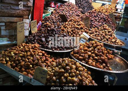 Dates on display in open air market Stock Photo - Alamy
