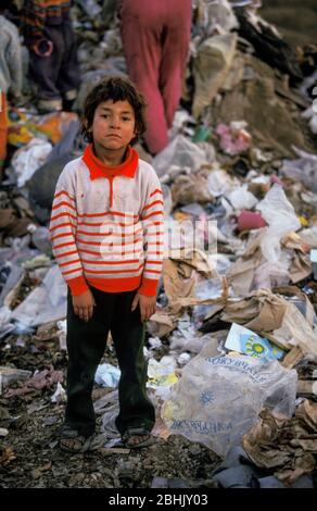 Roma child living in squalid conditions at the Vardarishte landfill ...