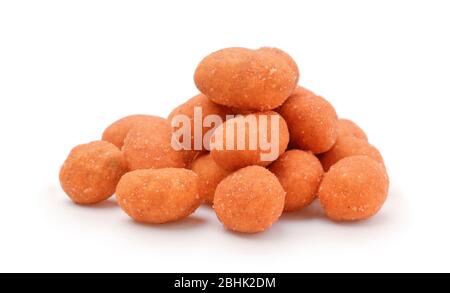 pile of peanut coated on white background Stock Photo - Alamy