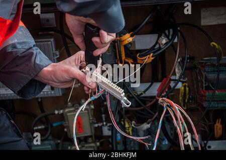 Virgin Media Engineers installing Stock Photo - Alamy