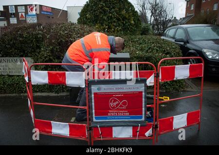 Virgin Media Engineers installing Stock Photo - Alamy