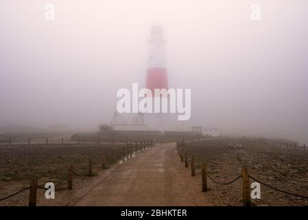 Lighthouse in heavy fog Stock Photo - Alamy