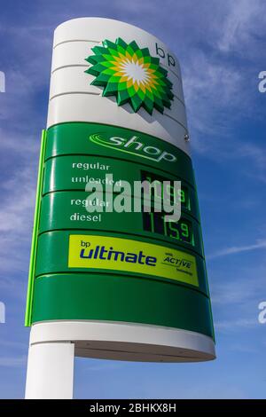 BP Fuel Station Sign and Price board Stock Photo - Alamy
