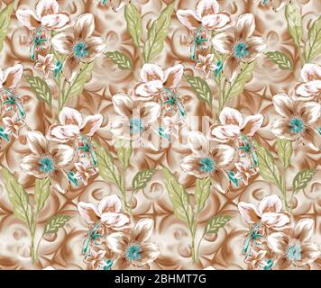 digital print flower floral seamless design Stock Photo - Alamy