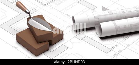 Brickwork masonry construction architectural design concept. Metal ...