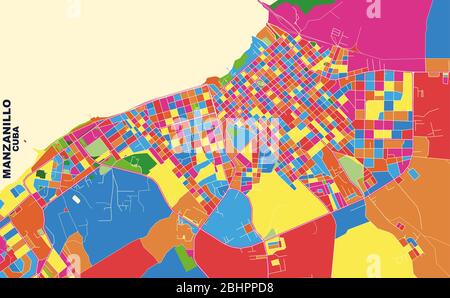 Manzanillo Cuba City Map in Retro Style. Outline Map. Vector ...