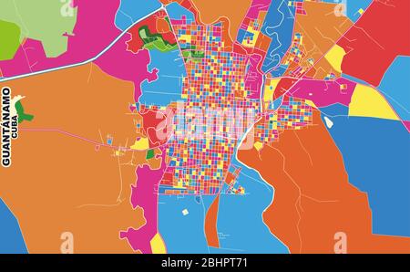 Guantanamo Cuba City Map in Retro Style in Golden Color. Outline Map ...