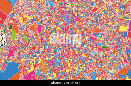 Merida Mexico City Map in Black and White Color in Retro Style. Outline ...