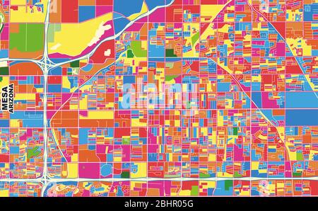 Mesa map. Detailed map of Mesa city administrative area. Cityscape ...