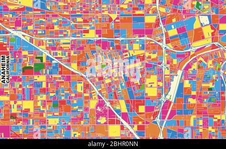 Modern City Map - Anaheim California city of the USA with neighborhoods ...