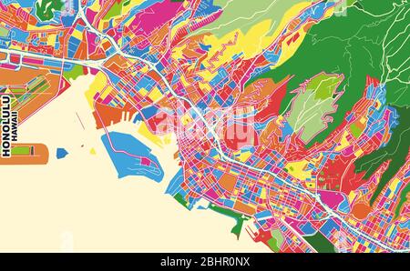 Honolulu vector map. Detailed map of Honolulu city administrative area ...