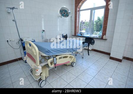 Hospital operating room suite set up in preparation for an orthopedic ...