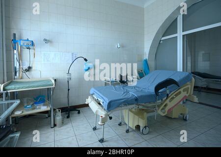 Hospital operating room suite set up in preparation for an orthopedic ...
