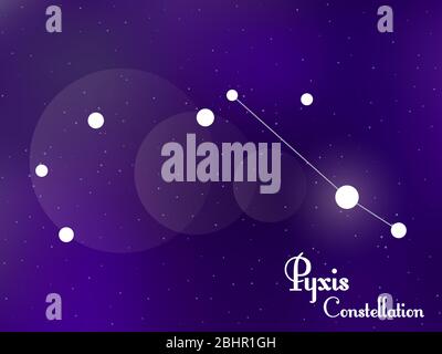 Pyxis constellation. Starry night sky. Cluster of stars and galaxies ...