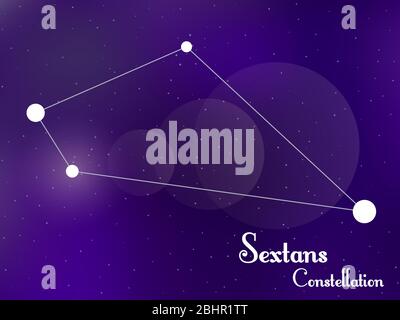 Sextans constellation. Starry night sky. Cluster of stars and galaxies ...