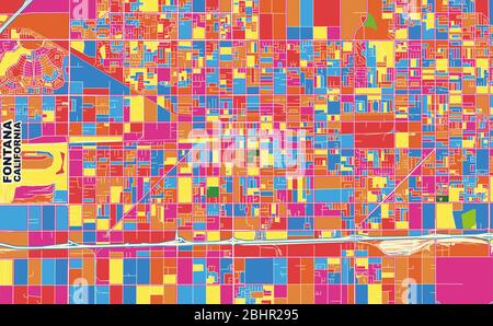 Modern City Map - Fontana California city of the USA with districts and ...
