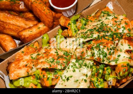 Disco french fries, gravy sauce mozzarella halloumi cheese potatoes ...