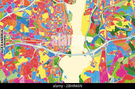 Simple map of Alexandria, Virginia, USA. Black and white version for ...