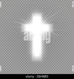 Shining white cross and sunlight special lens flare light effect on ...