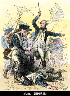 General George Washington rallying his troops at the Battle of ...