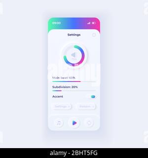 Metronome application smartphone interface vector template. Mobile app ...