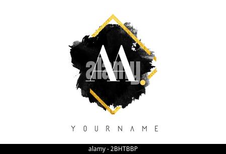 Double AA A letters logo with black swoosh. Vector Illustration with ...