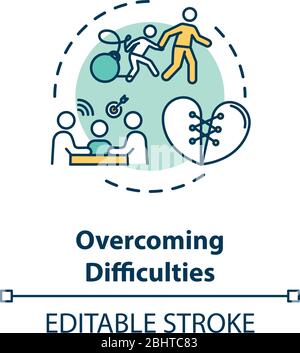 Overcoming difficulties linear icon concept. Overcoming difficulties ...