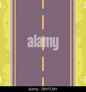 Empty straight road. Top aerial view. Highway with marking. Seamless ...