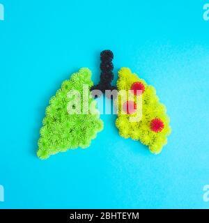 Top view lungs paper symbol, medical stethoscope and notebook paper ...