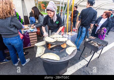 Samara, Russia - October 5, 2019: Traditional fast food doner kebab ...
