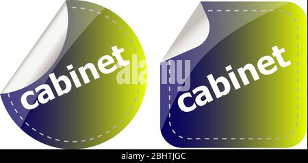 cabinet word stickers set, web icon button Stock Photo - Alamy