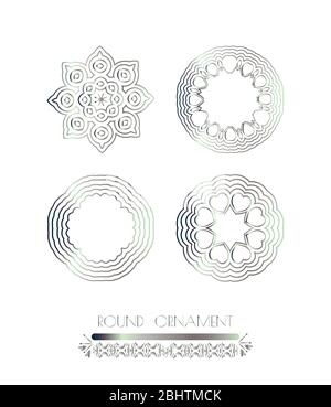 Royal circle design elements. Silver texture. Silver mandala on white ...