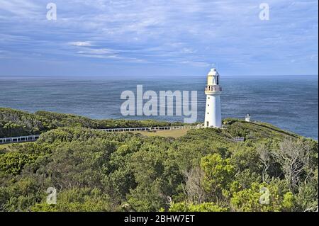 Cape Otway Lighthouse with the sea behind Stock Photo - Alamy