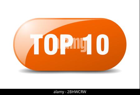 top 10 button. top 10 rounded orange sign. top 10 Stock Vector Image ...