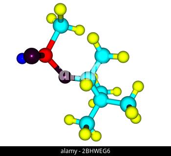 Soman. Molecular model of the chemical soman (C7.H16.F.O2.P), an Stock ...