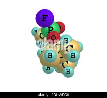 Soman nerve agent, molecular model. Soman, also known as GD, is a nerve ...