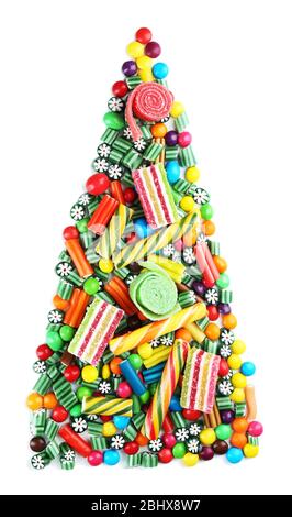 Colorful candies in shape of triangle isolated on white Stock Photo - Alamy