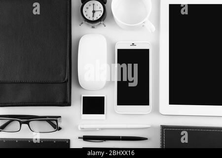 Essentials fashion man objects on light background Stock Photo - Alamy
