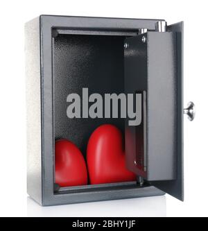 Decorative hearts in safe isolated on white Stock Photo - Alamy