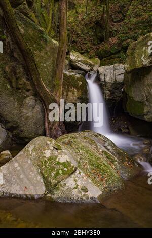 Waterfall cascades at Mt. Inunaki in Izumisano, Osaka Prefecture, Japan ...