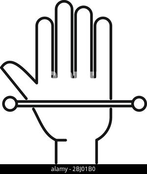 Palm scan line icon. Biometric hand scan. Palm print recognition. Security check verification ...