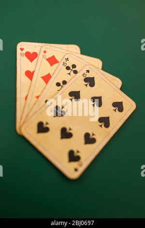 Playing cards four tens Stock Photo - Alamy