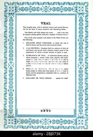 Carrier Collection of Menus - The White Tower Restaurant - 1 Percy ...