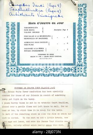 Carrier Collection of Menus - The White Tower Restaurant - 1 Percy ...