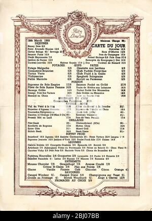 food menus at the Ritz London England UK Stock Photo - Alamy