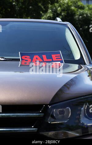 For sale sign on windshield of car Stock Photo - Alamy