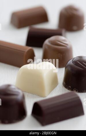 Dark bitter, milk and white chocolate, cocoa butter, cacao powder and ...