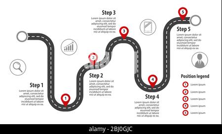 Road navigation concept with city map with pins and road with cars flat ...